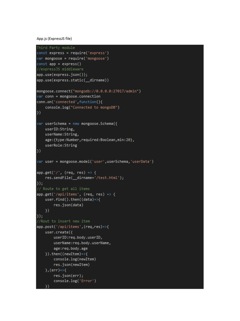 Crud Code Using Mongoose Mean Stack Pdf Json Computer Programming 4823