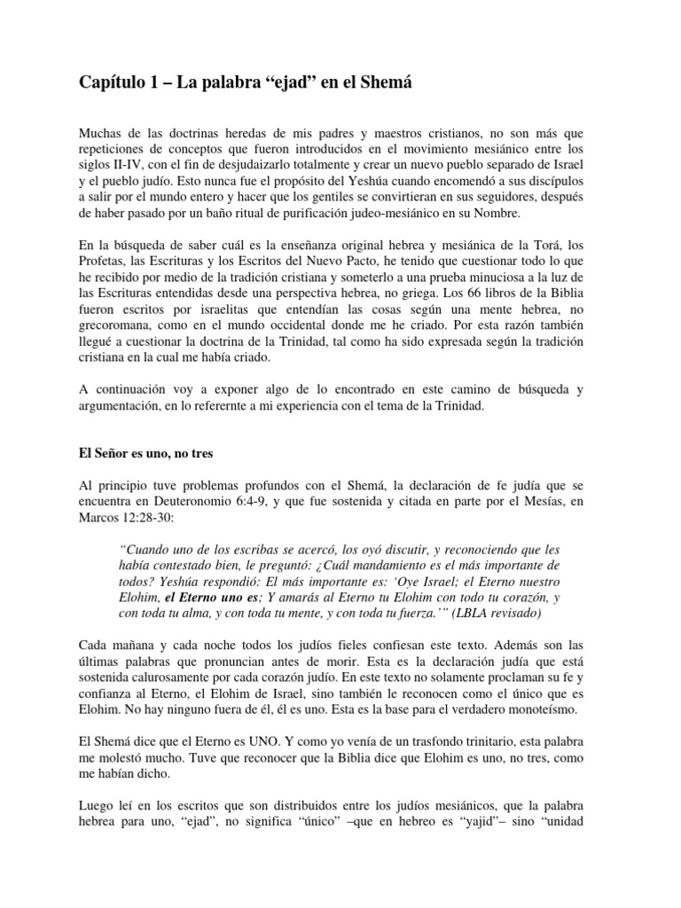 Capítulo 1 La Palabra Ejad en El Shemá | PDF | Shema Israel | Biblia