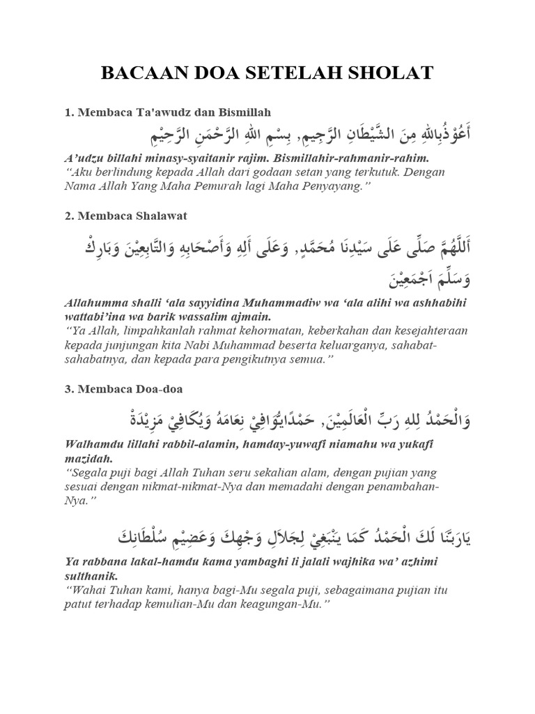 Bacaan Doa Setelah Sholat Fardu | PDF