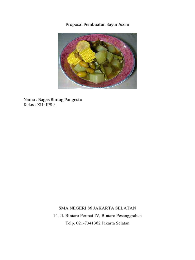 Proposal Pembuatan Sayur Asem-1 | PDF