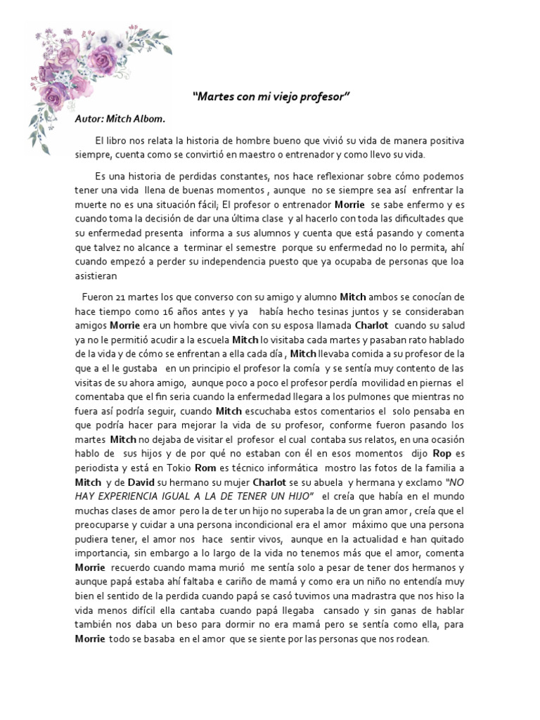 Martes Con Mi Viejo Profesor | PDF Martes Con Mi Viejo Profesor | PDF