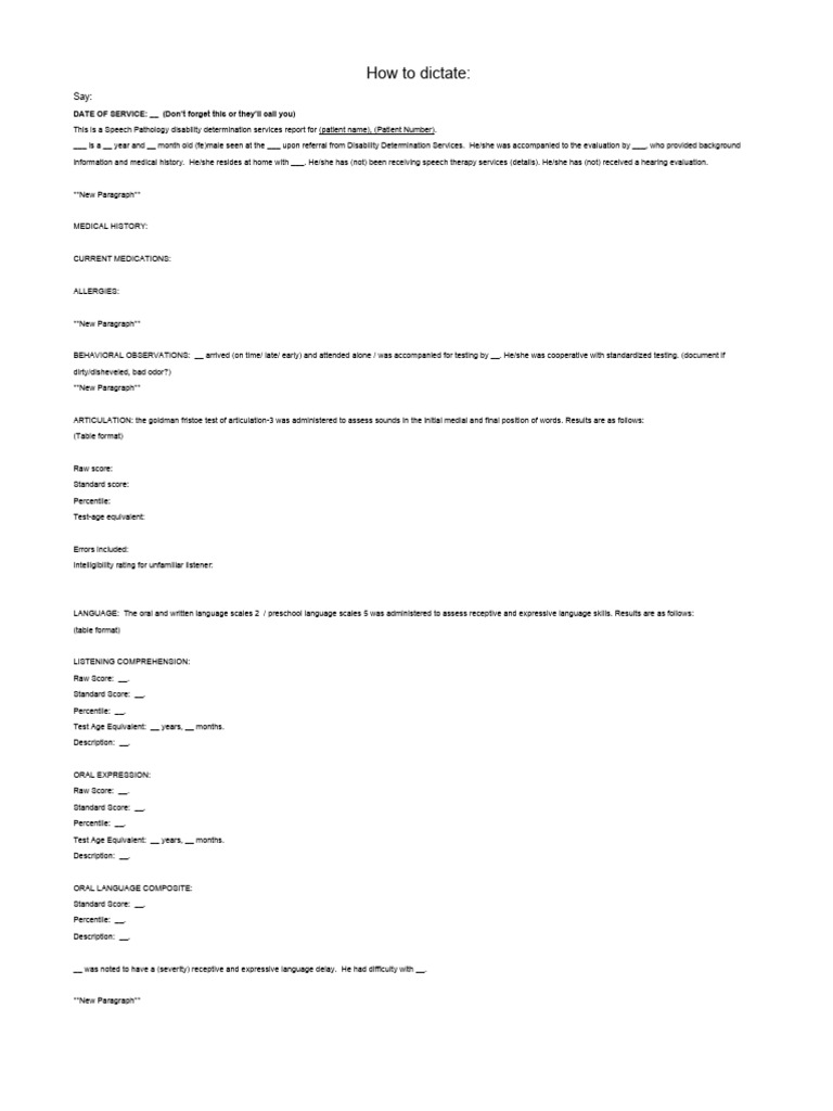 Speech Pathology Evaluation Report | PDF