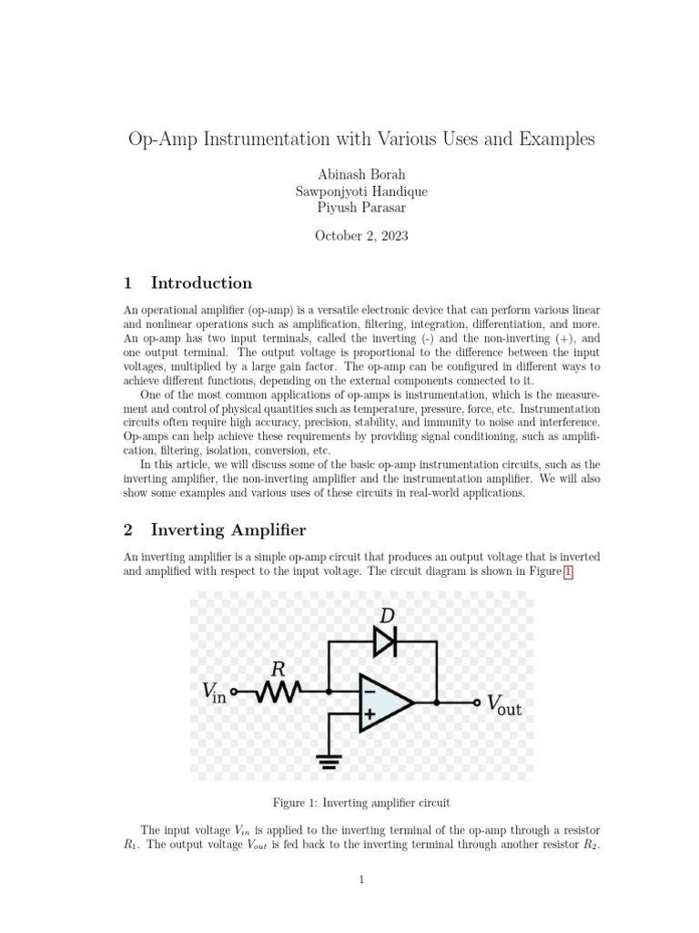 Op - Amp Instrumentation With Examples and Various Uses | PDF