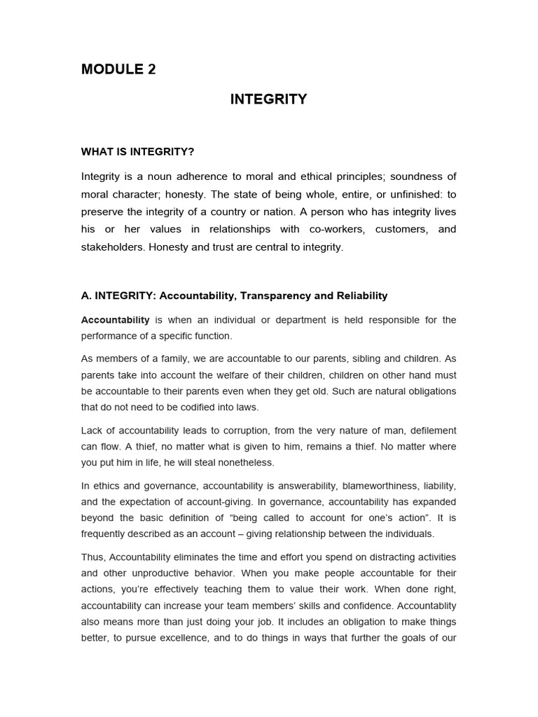 Integrity Excellence and Spirituality | PDF