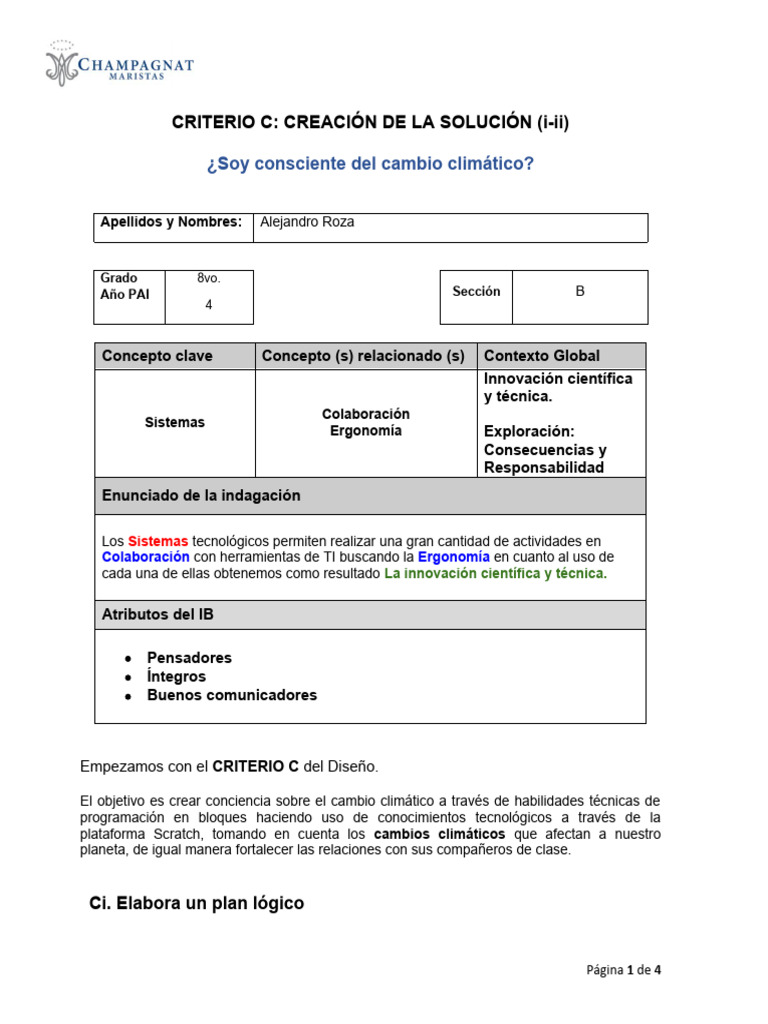 Ficha Criterio Ci - Cii - 8vo-2 | PDF