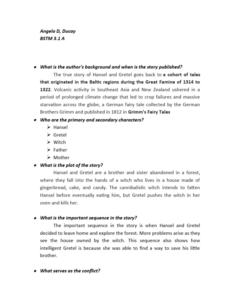 Hanzel and Gretel Story 1 | PDF