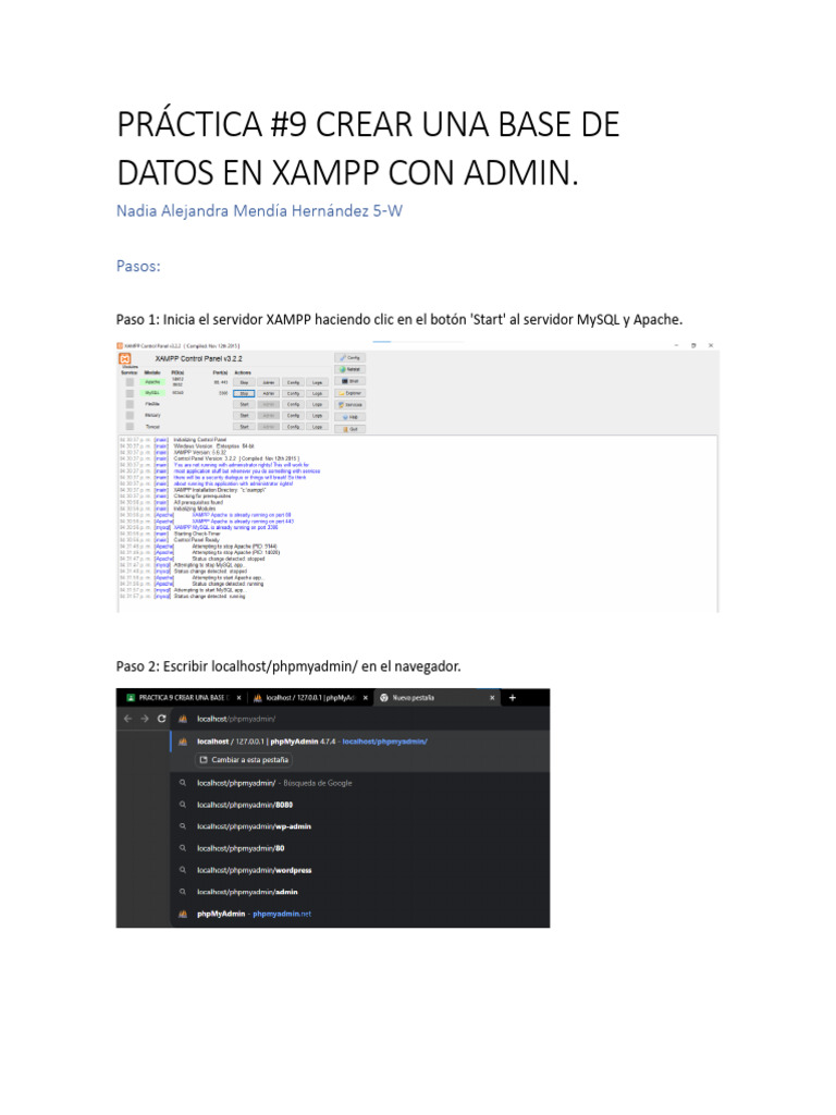 Base de Datos en Xampp | PDF