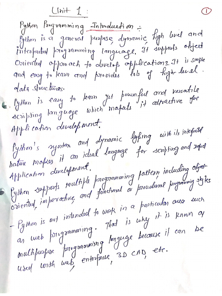 Python Unit I | PDF
