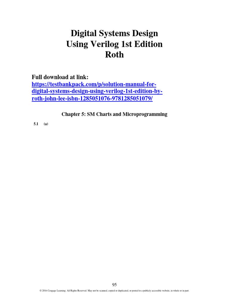 Digital Systems Design Using Verilog 1st Edition Roth Solutions Manual 1 | PDF