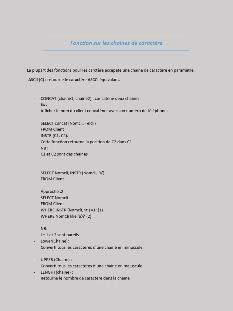 Fonction Sur Les Chaines de Caractère | PDF