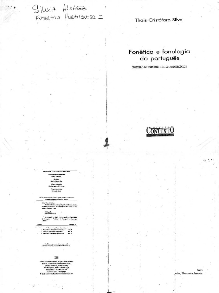Thais, Silva Fonética e Fonologia Do Português 1 | PDF