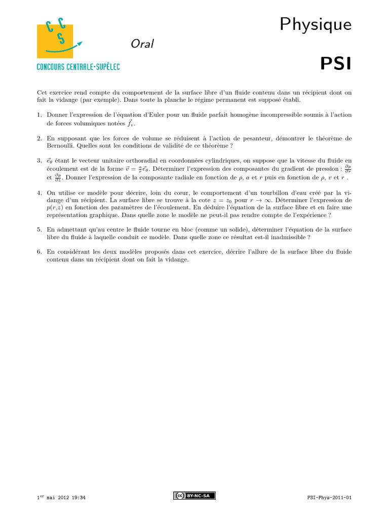 POLY Exercices Doraux Centrale Physique Et Physique Chimie PSI | PDF