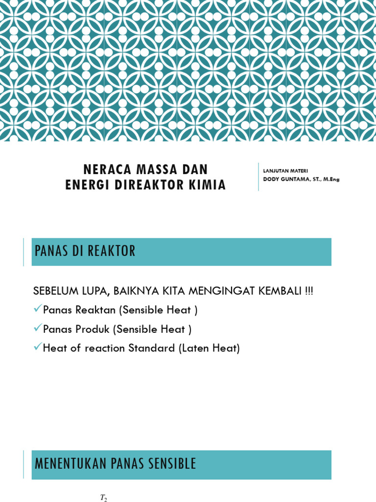 Neraca Massa dan Energi Reaktor Kimia | PDF