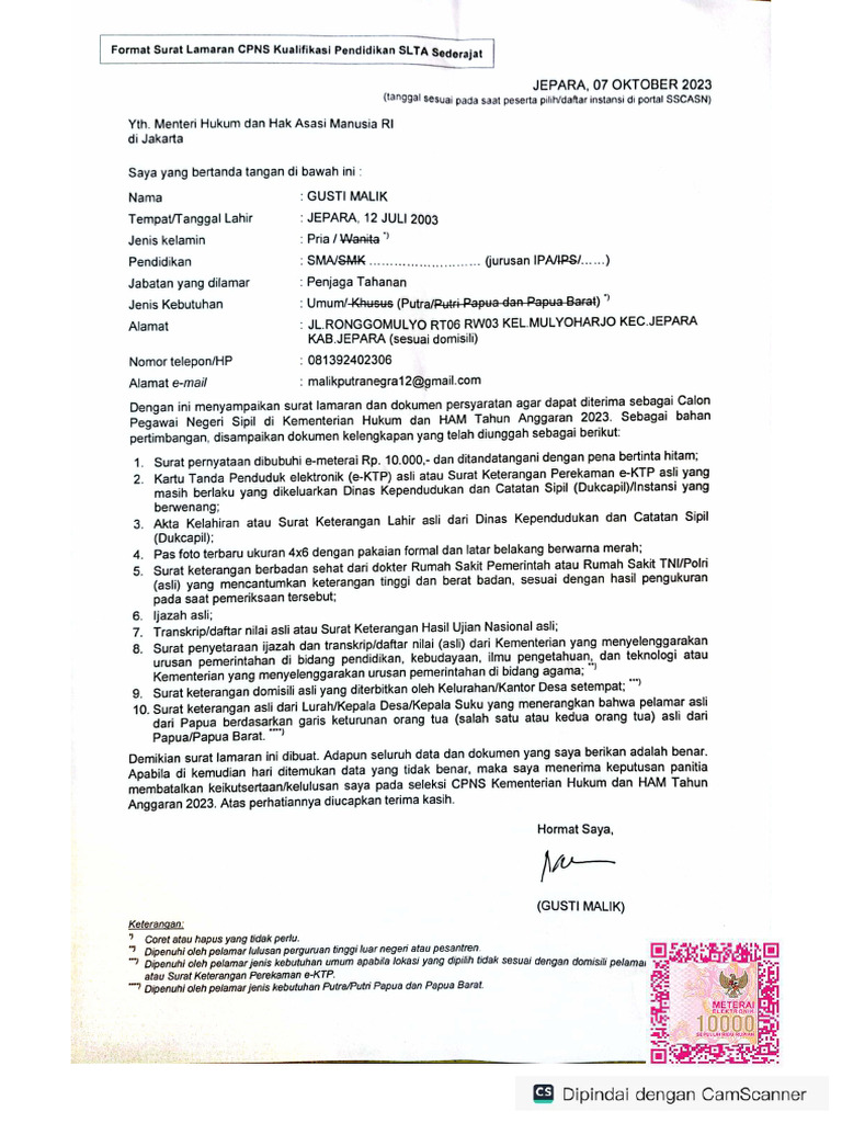 Scan Surat Lamaran | PDF