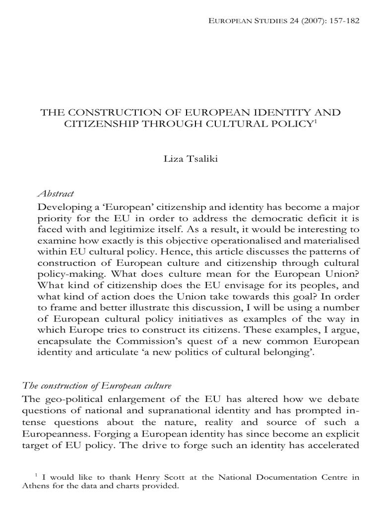 The Construction of European Identity and Citizens | PDF