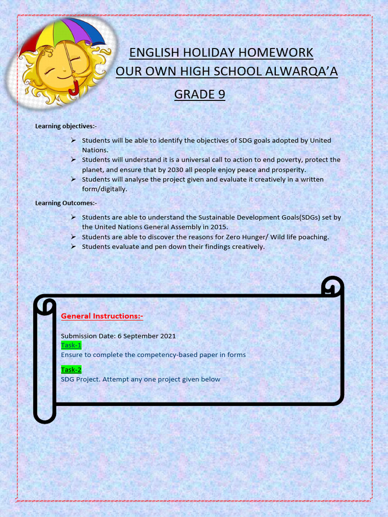 Summer Holiday Assignment English 9 | PDF | Cognitive Science | Cognition