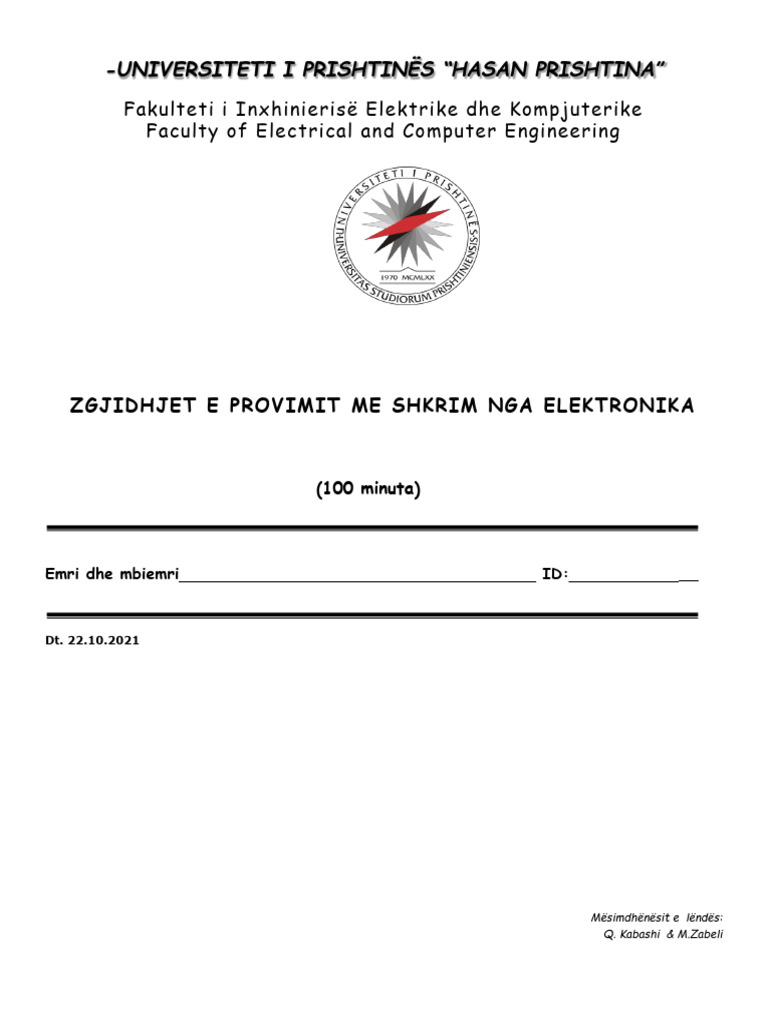 1.provim Me Shkrim Nga Elektronika | PDF