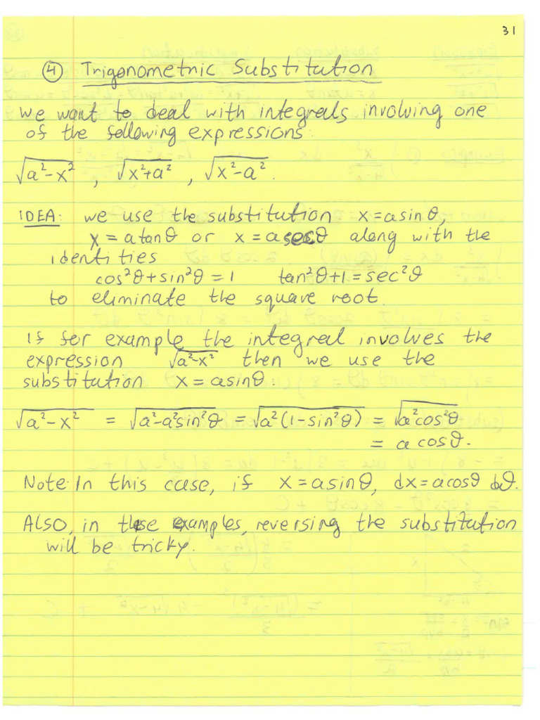 5 Trigonometric Substitution | PDF