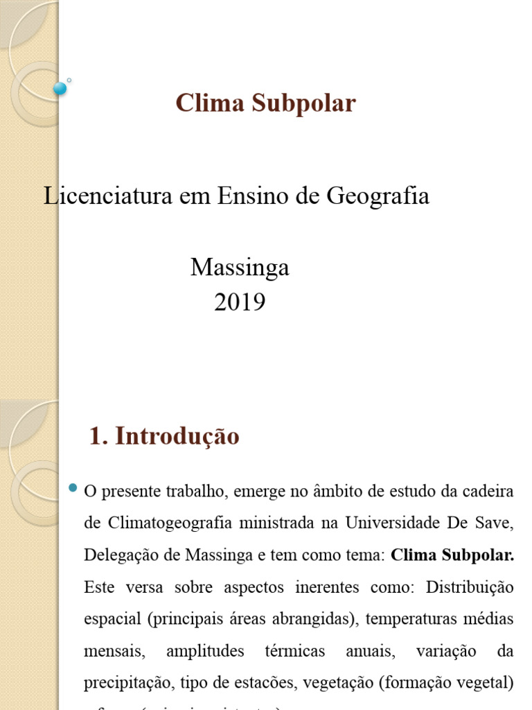 Características do Clima Subpolar | PDF