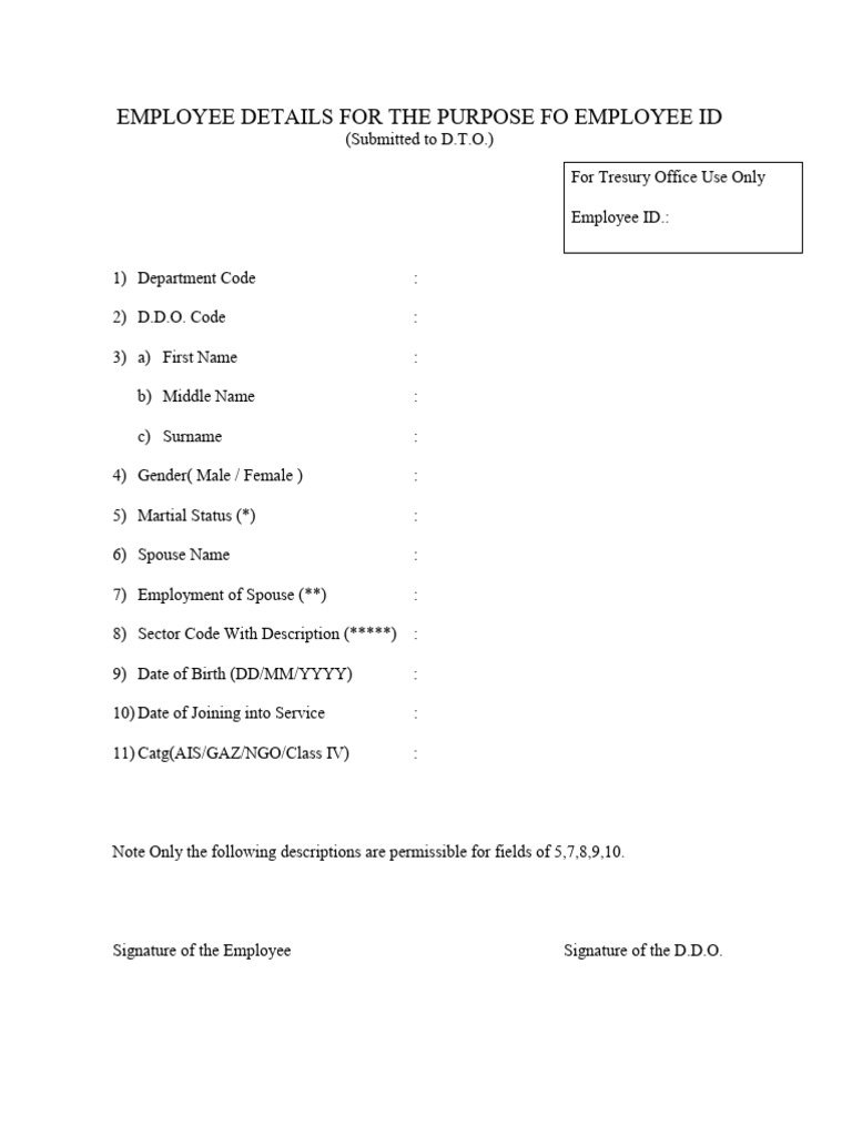 Telangana Employee ID Creation Form | PDF