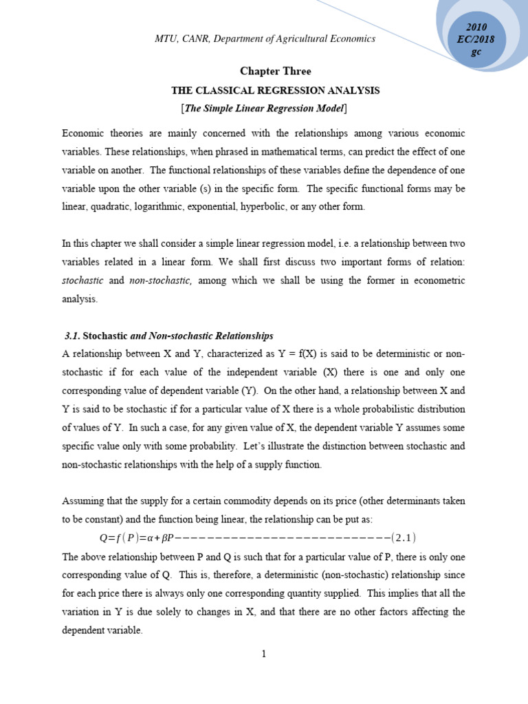 Classical Linear Regression Analysis | PDF | Teaching Methods & Materials