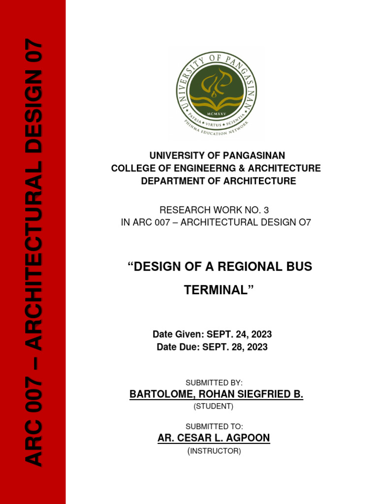 Bartolome, Rohan Siegfried B. Arc 007 RSW No. 3 Regional Bus Terminal ...