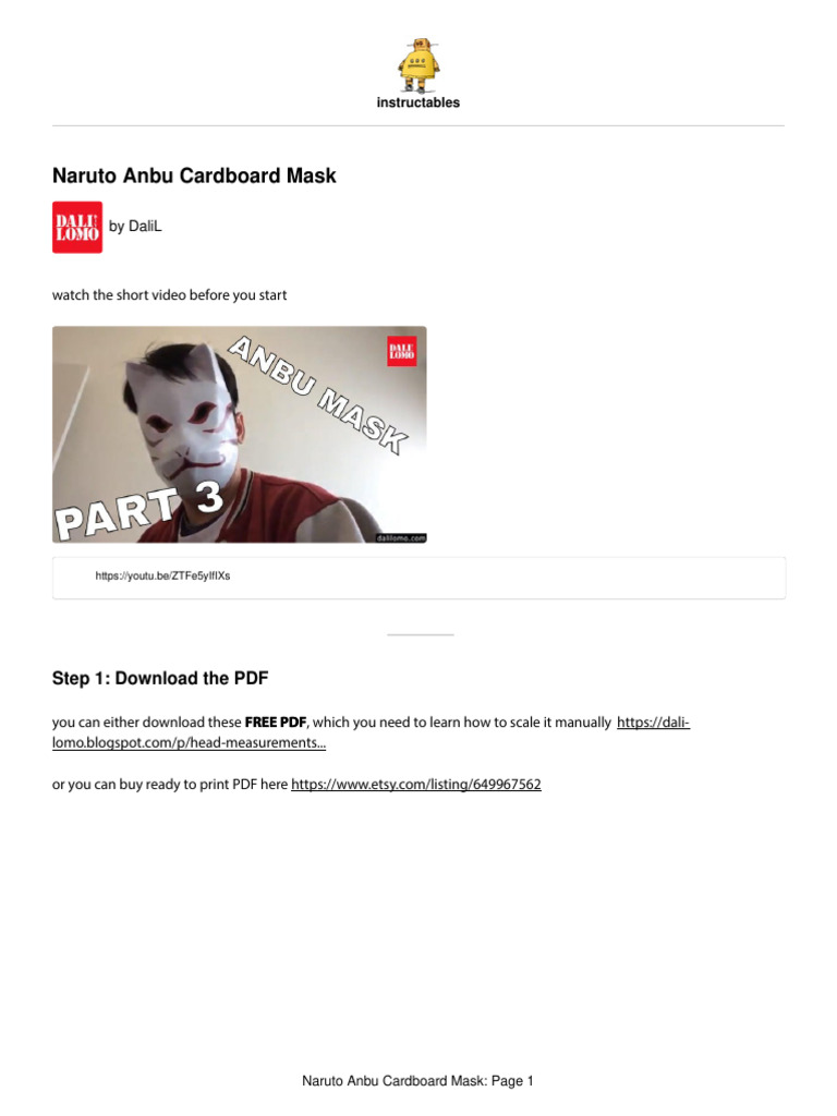Naruto Anbu Cardboard Mask Guide | PDF | Computers | Technology ...