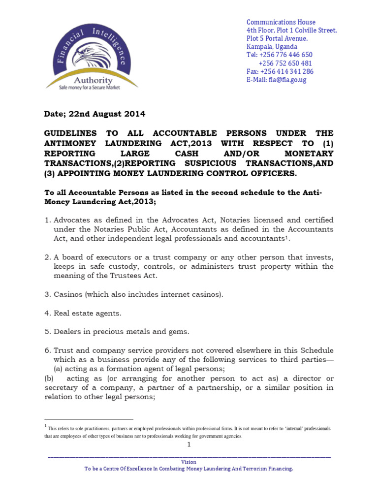 FIA Guidelines To Accountable Persons | PDF | Money Laundering | Banks