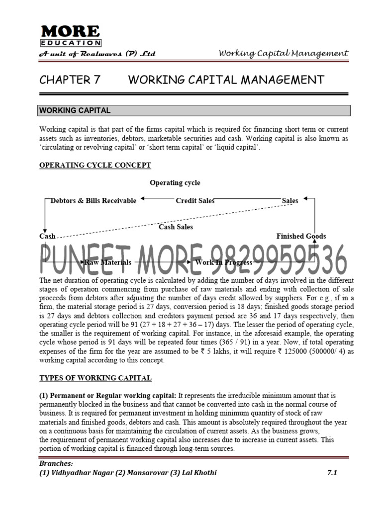 CHP 7-Working Capital Management | PDF