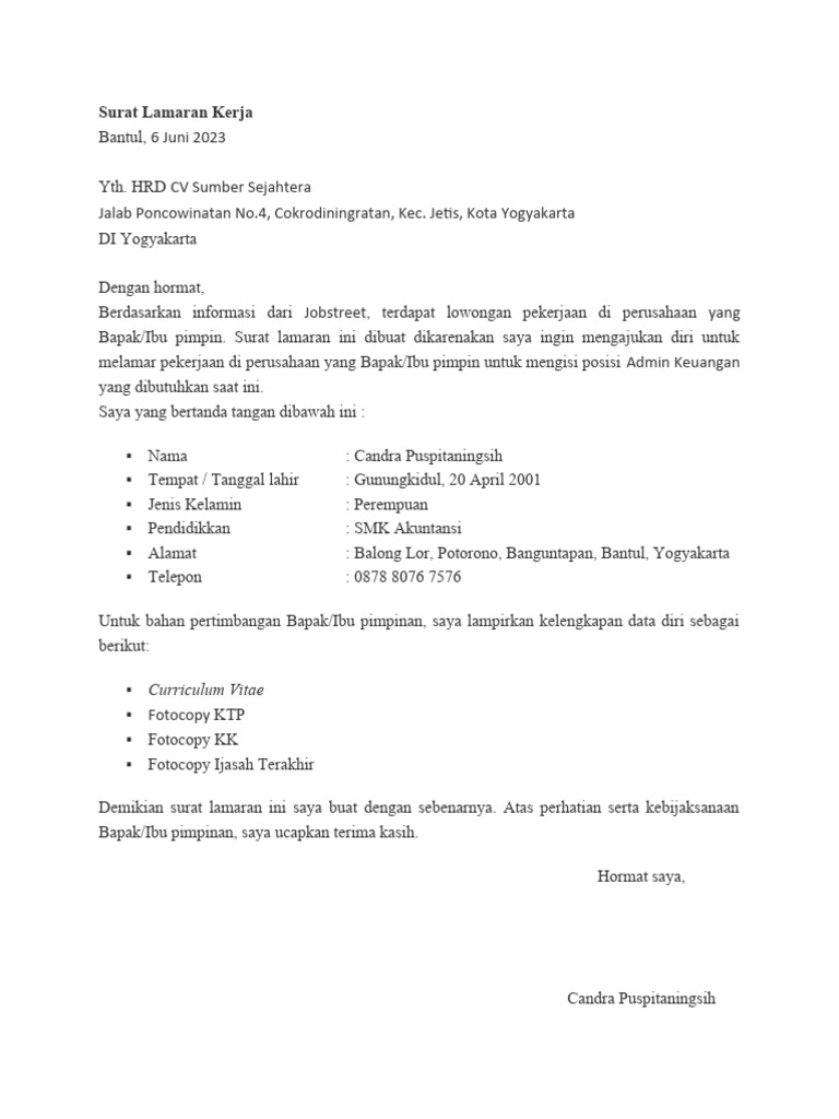 Format Lamaran | PDF