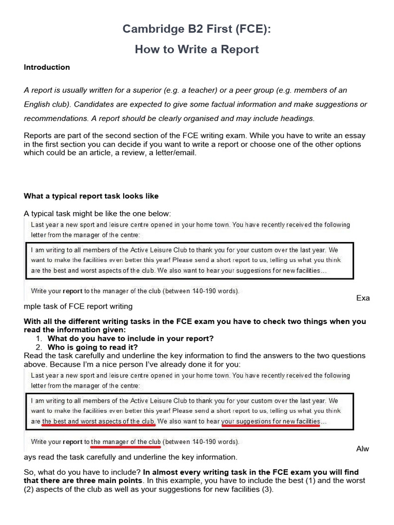 FCE Report Writing Guide | PDF | Human Communication