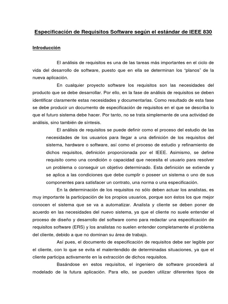 Especificación de Requerimientos Según El Estándar de IEEE 830 | PDF