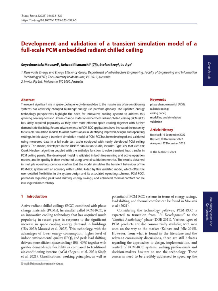 2023 - Development and Validation of A Transient Simulation Model of A Full-Scale PCM Embedded ...