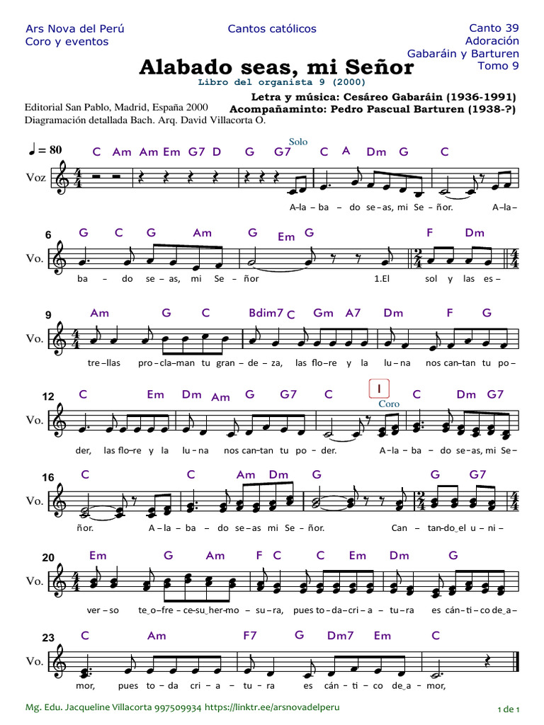 39 Alabado Seas, Mi Señor C (Gabaráin y Barturen) | PDF