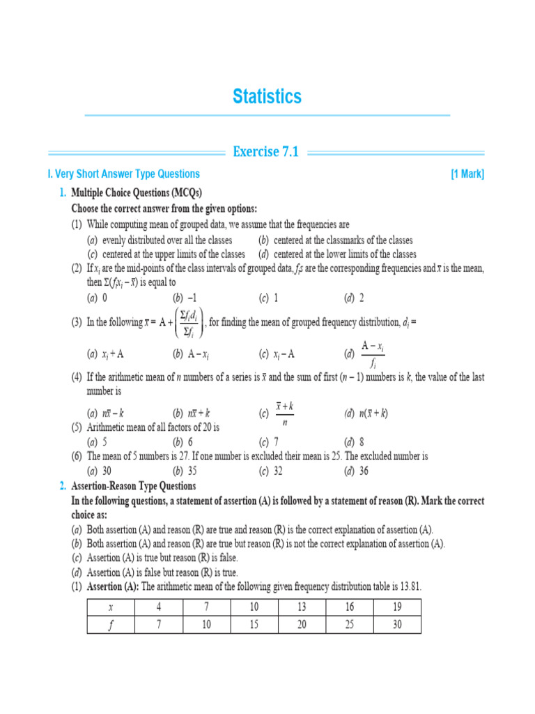 Class 10 Maths Statistics - 1 | PDF | Mode (Statistics) | Mean
