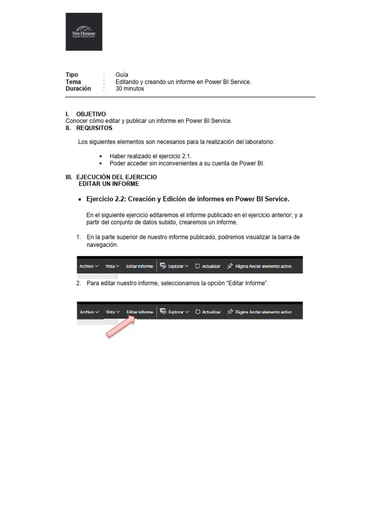 Ejercicio 2.2: Creación y Edición de Informes en Power BI Service | PDF ...