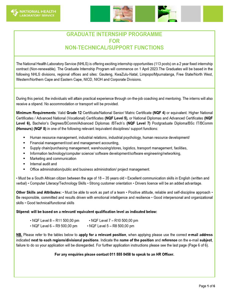 Advert-For Graduate Interns For Non Technical Disciples FV Erratum | PDF