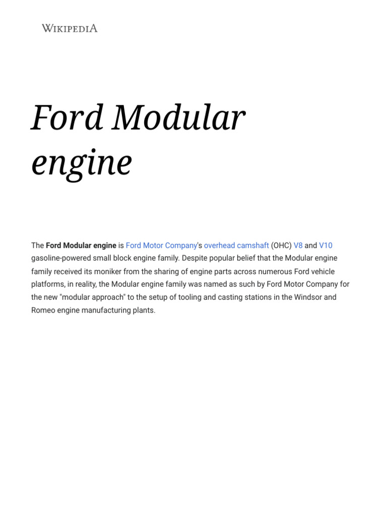 Ford Modular Engine - Wikipedia | PDF | Transportation Engineering ...