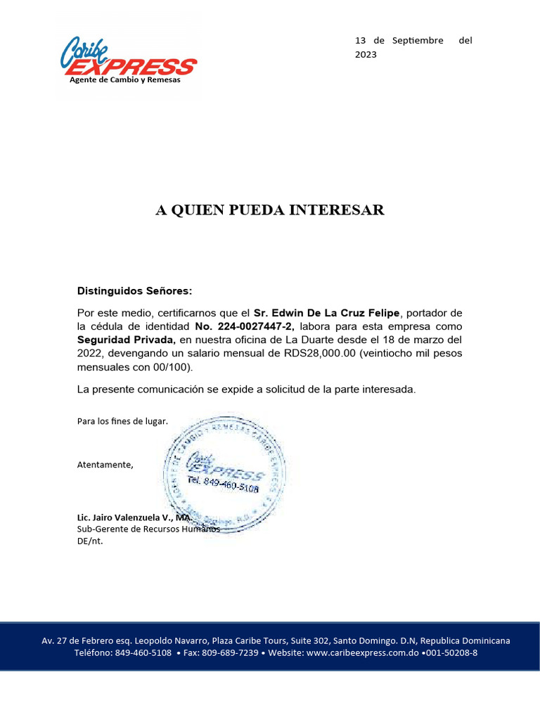 Carta Caribe Express | PDF