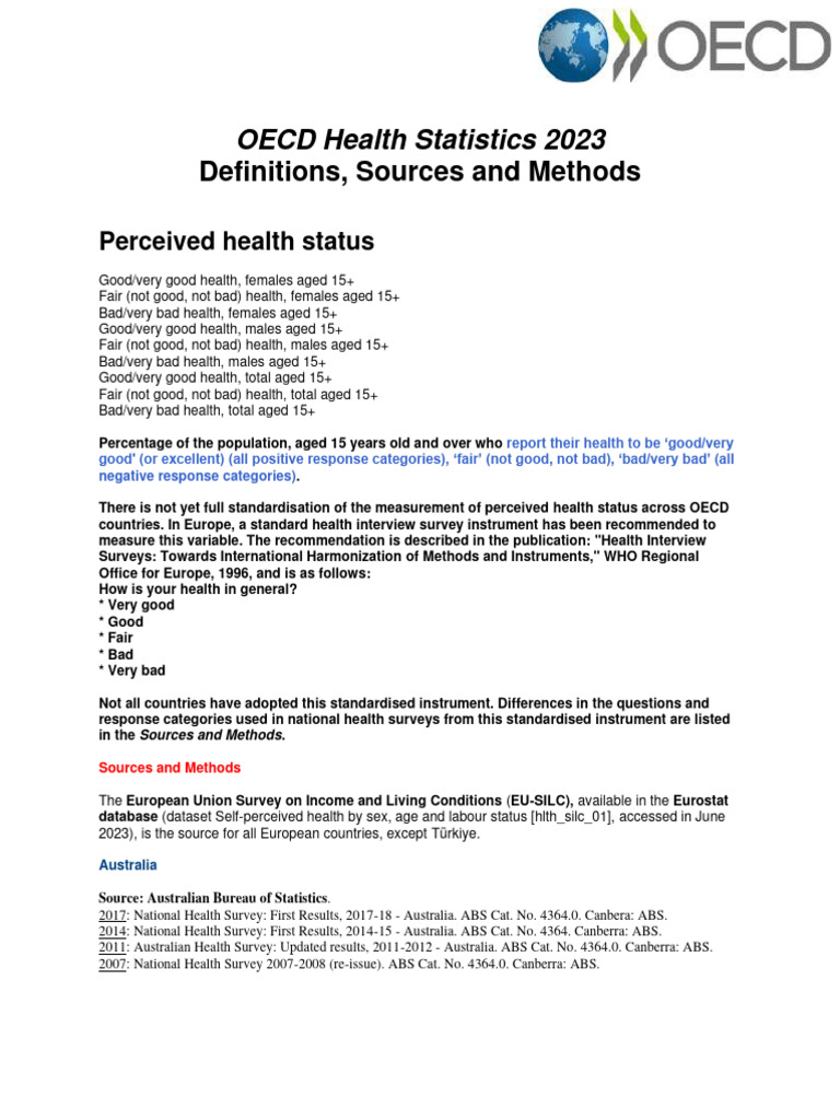 HEALTH STAT 6 Perceived Health Status | PDF | Survey Methodology ...