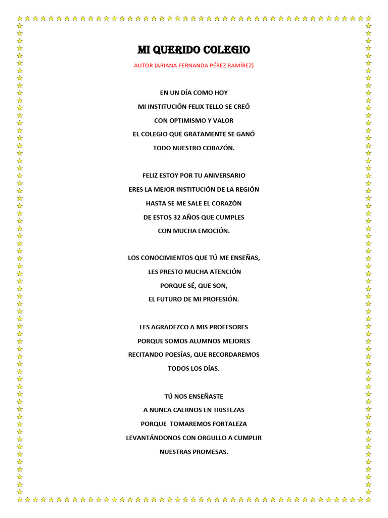 Mi Querido Colegio Poesia | PDF