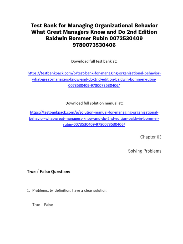 Managing Organizational Behavior What Great Managers Know and Do 2nd ...