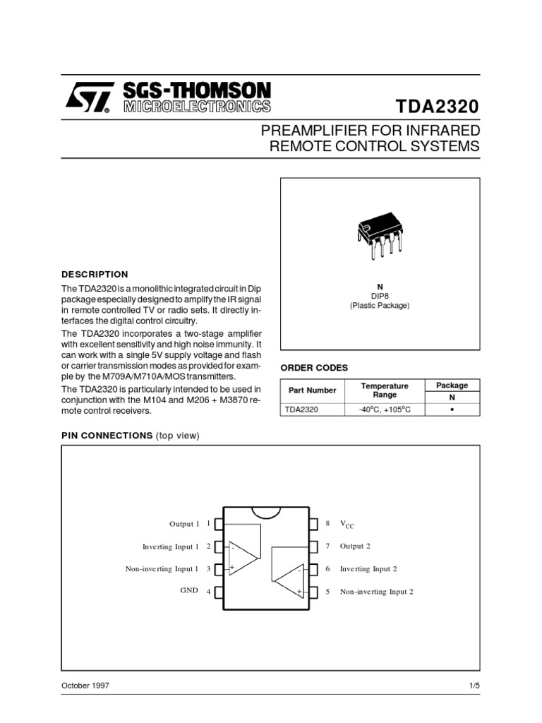 Tda 2320 | PDF | Amplifier | Electrical Circuits