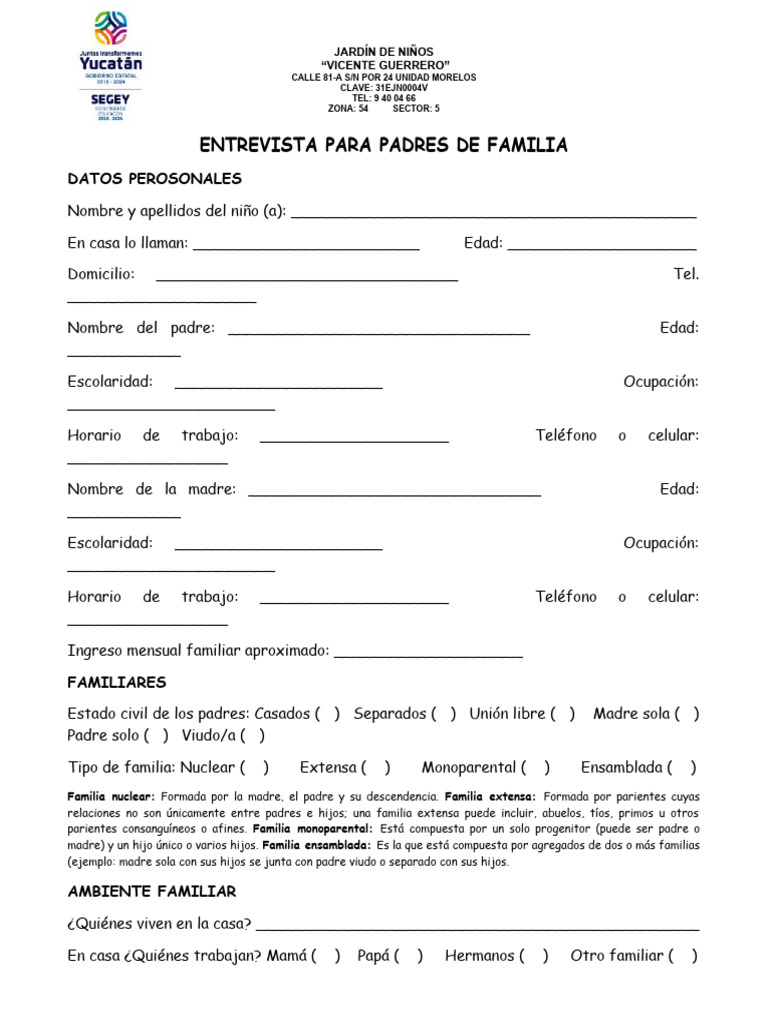 Entrevista para Padres de Familia | PDF | Relaciones personales ...