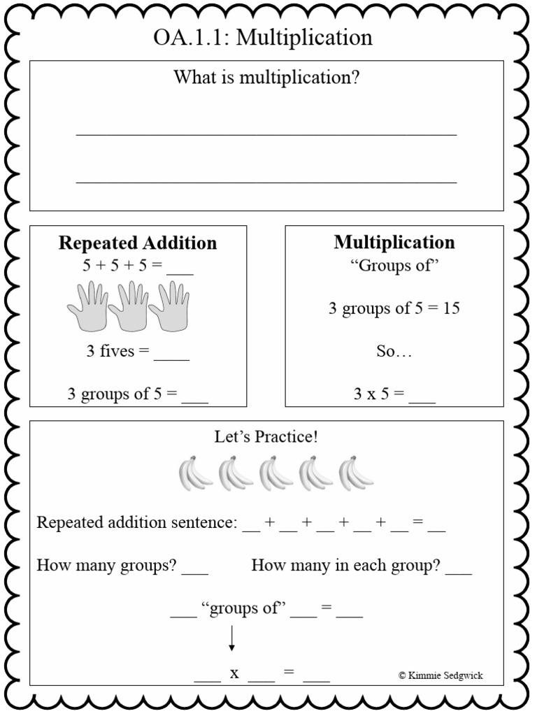 3.OA.1.1 Multiplication Worksheets 3rd Grade | PDF | Mathematics ...