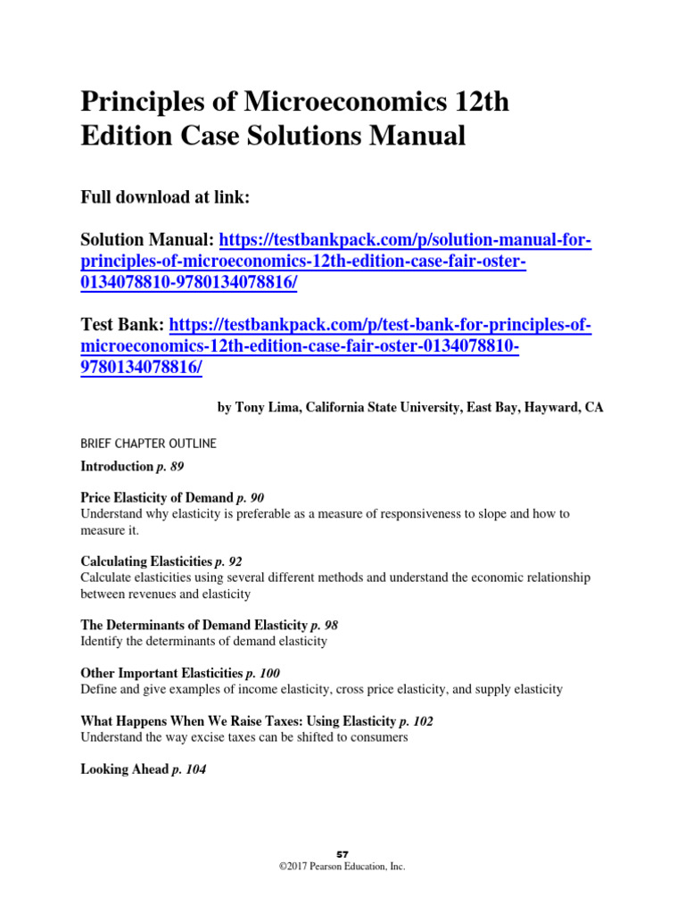 Principles of Microeconomics 12th Edition Case Solutions Manual 1 | PDF