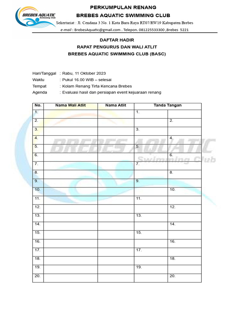 Daftar Hadir Rapat | PDF