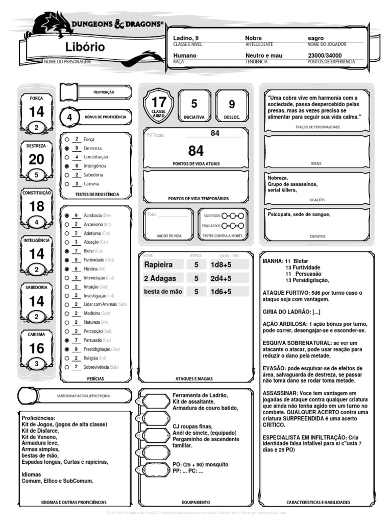 FICHA DND LiborioNV9 | PDF