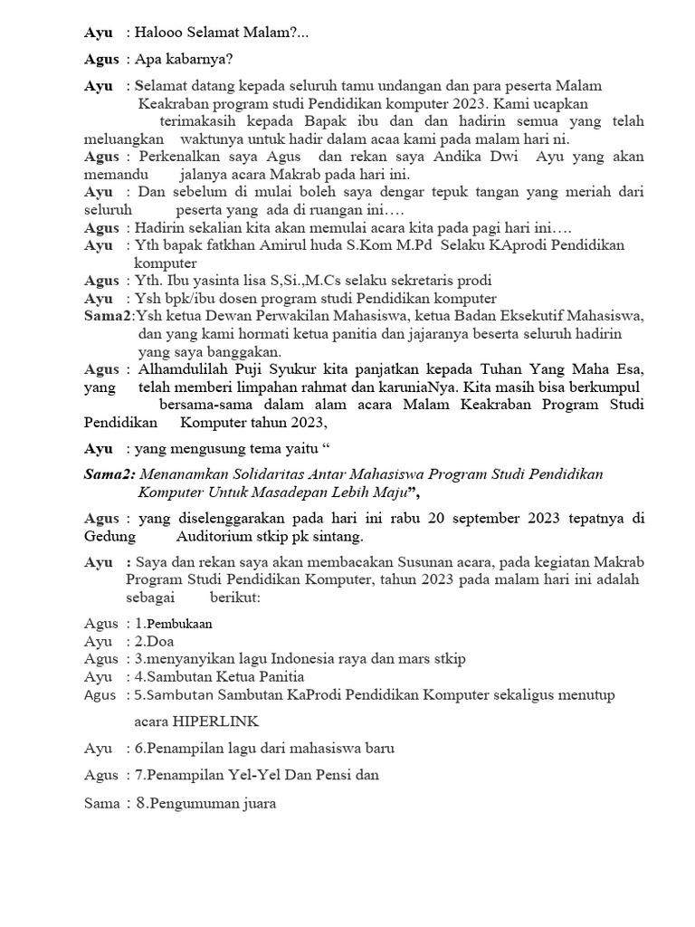 Teks MC Makrab | PDF