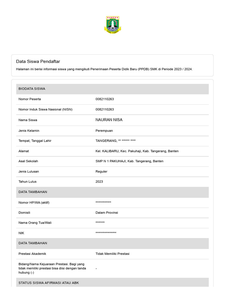 SIAP PPDB Online - Provinsi Banten | PDF
